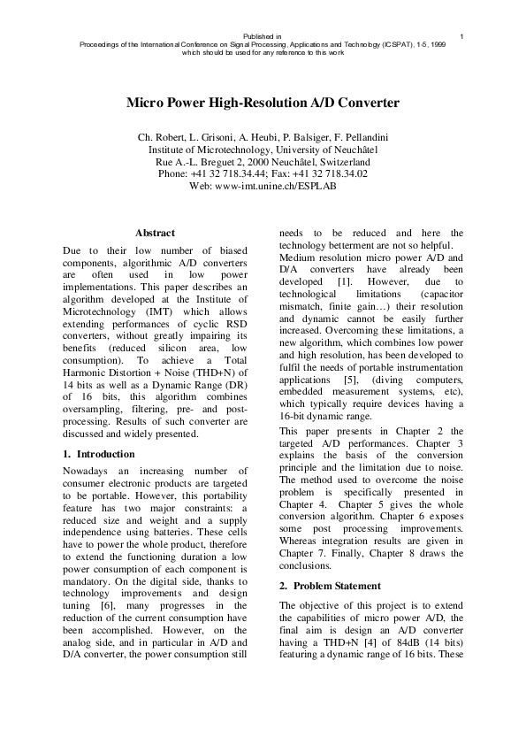 (PDF) Micro Power High-Resolution A/D Converter