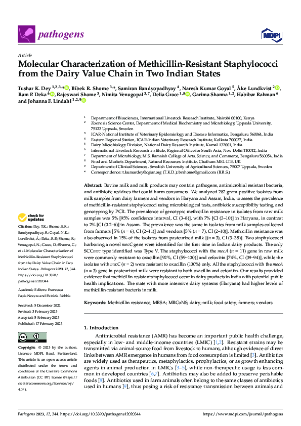 (PDF) Molecular Characterization of Methicillin-Resistant Staphylococci from the Dairy Value ...
