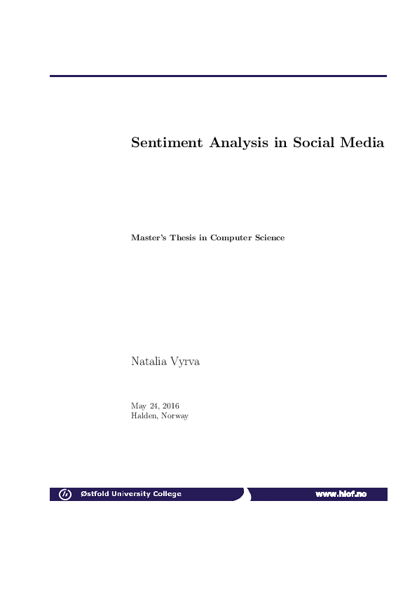 (PDF) Sentiment analysis in social media