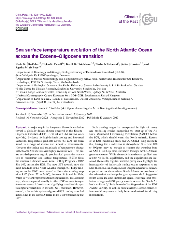 (PDF) Sea surface temperature evolution of the North Atlantic Ocean ...