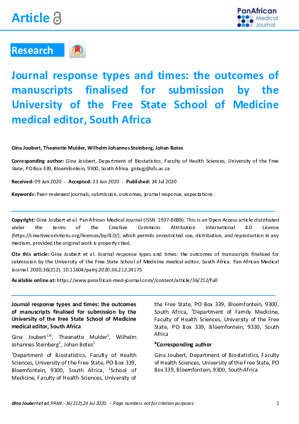 (PDF) Journal response types and times: the outcomes of manuscripts ...