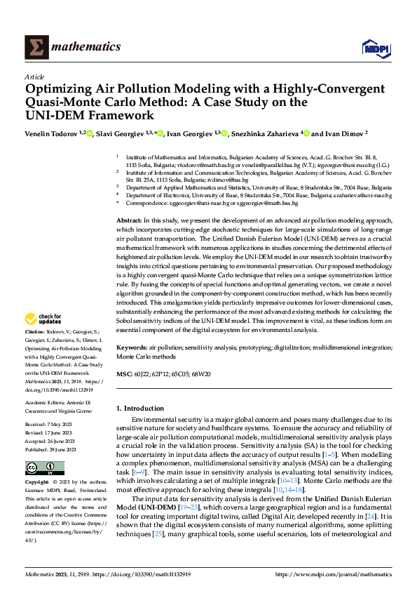 (PDF) Optimizing Air Pollution Modeling with a Highly-Convergent Quasi-Monte Carlo Method: A ...