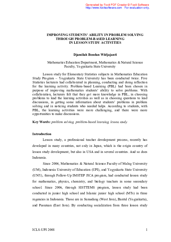 (PDF) Improving Students' Ability in Problem Solving Through Problem ...