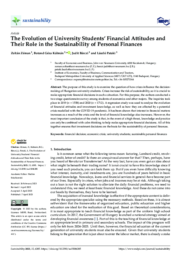 (PDF) The Evolution of University Students’ Financial Attitudes and ...
