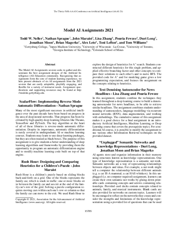 (PDF) Model AI Assignments 2021