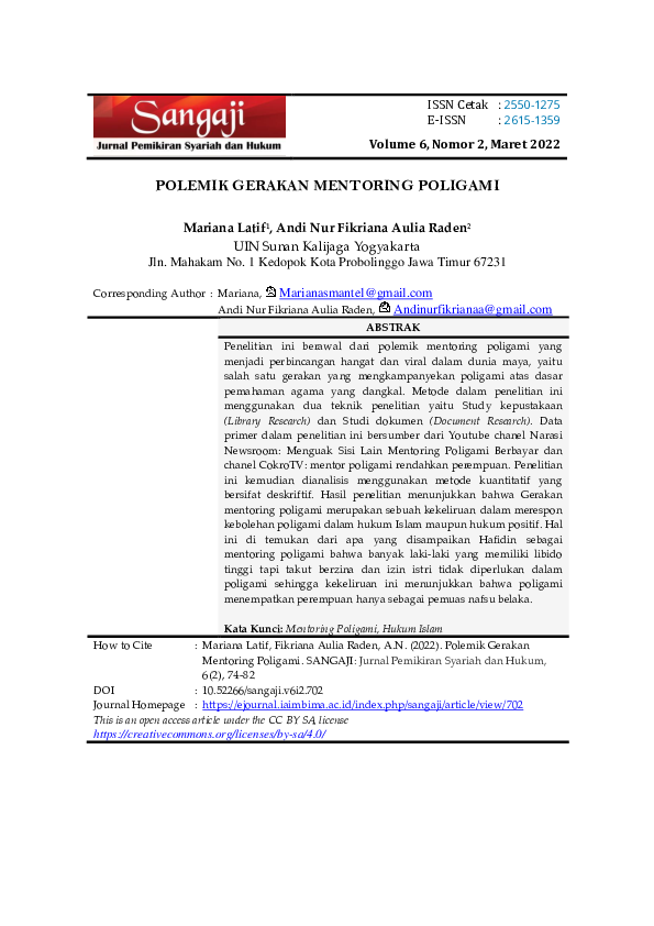 (PDF) Polemik Gerakan Mentoring Poligami