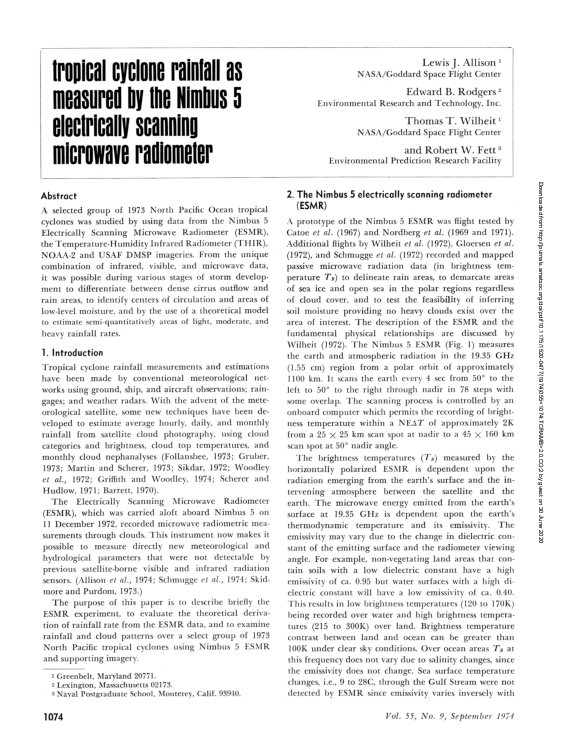 (PDF) Tropical Cyclone Rainfall as Measured By the Nimbus Electrically ...