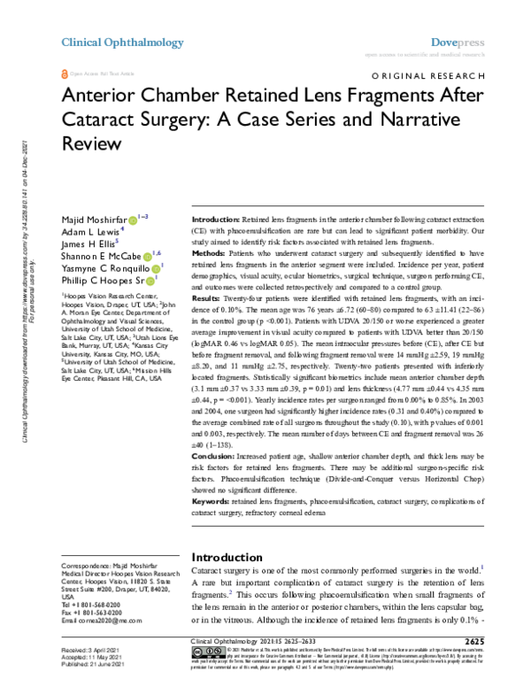 (PDF) Anterior Chamber Retained Lens Fragments After Cataract Surgery ...