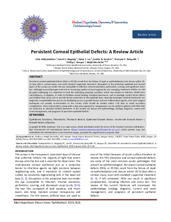(PDF) Persistent Corneal Epithelial Defects: A Review Article