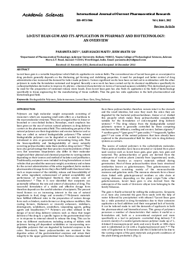 (PDF) Locust Bean Gum and Its Application in Pharmacy and Biotechnology: An Overview