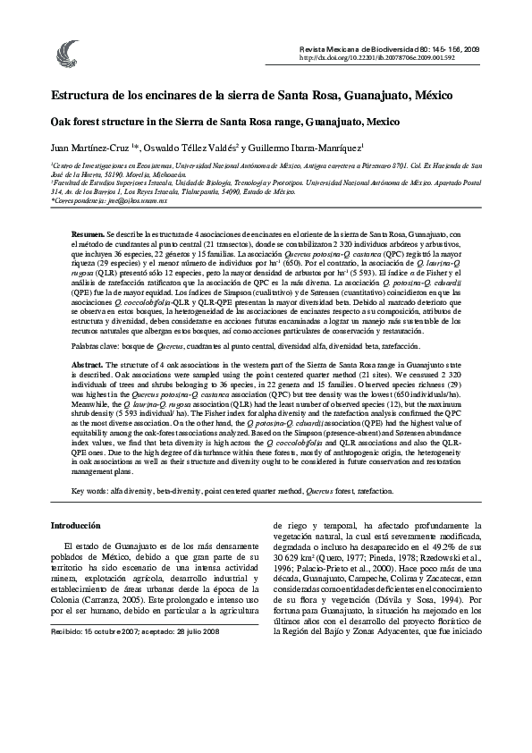 (PDF) Estructura de los encinares de la sierra de Santa Rosa ...