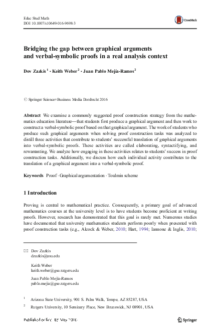 (PDF) Bridging the gap between graphical arguments and verbal-symbolic ...