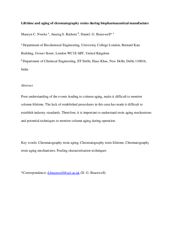 (PDF) Lifetime and Aging of Chromatography Resins during ...