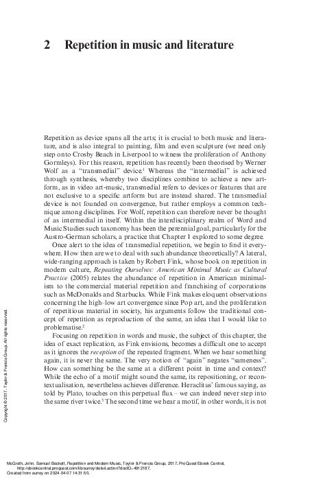(PDF) Repetition in Music and Literature