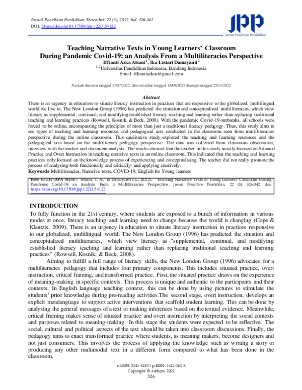 (PDF) Teaching Narrative Texts in Young Learners’ Classroom During Pandemic Covid-19: An ...