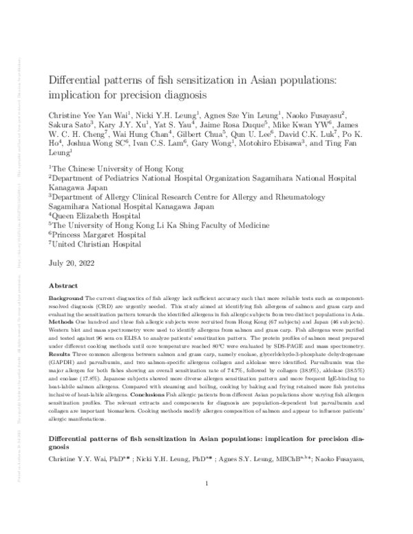 (PDF) Differential patterns of fish sensitization in Asian populations ...