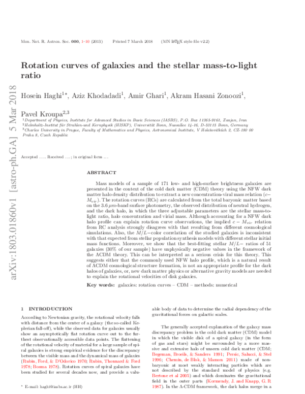 (PDF) Rotation curves of galaxies and the stellar mass-to-light ratio