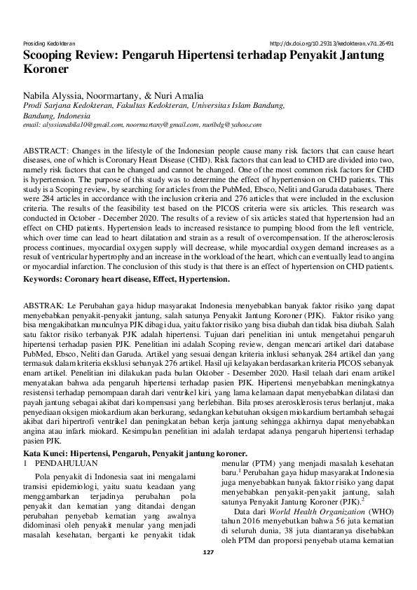 (PDF) Scoping Review: Pengaruh Hipertensi terhadap Penyakit Jantung Koroner