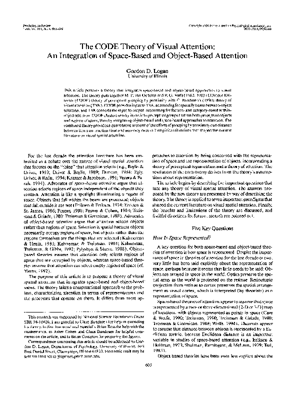 (PDF) The CODE theory of visual attention: An integration of space-based and object-based ...