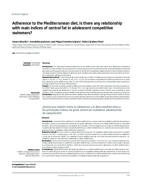 Pdf Adherence To The Mediterranean Diet Is There Any Relationship