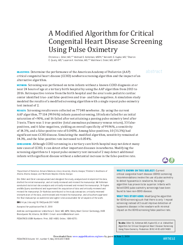 (PDF) A Modified Algorithm for Critical Congenital Heart Disease ...
