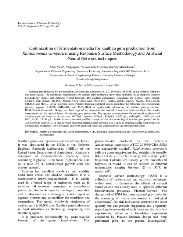 (PDF) Optimization of fermentation media for xanthan gum production ...