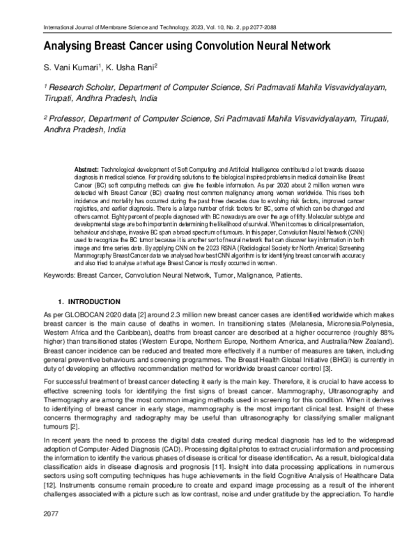 Pdf Analysing Breast Cancer Using Convolution Neural Network