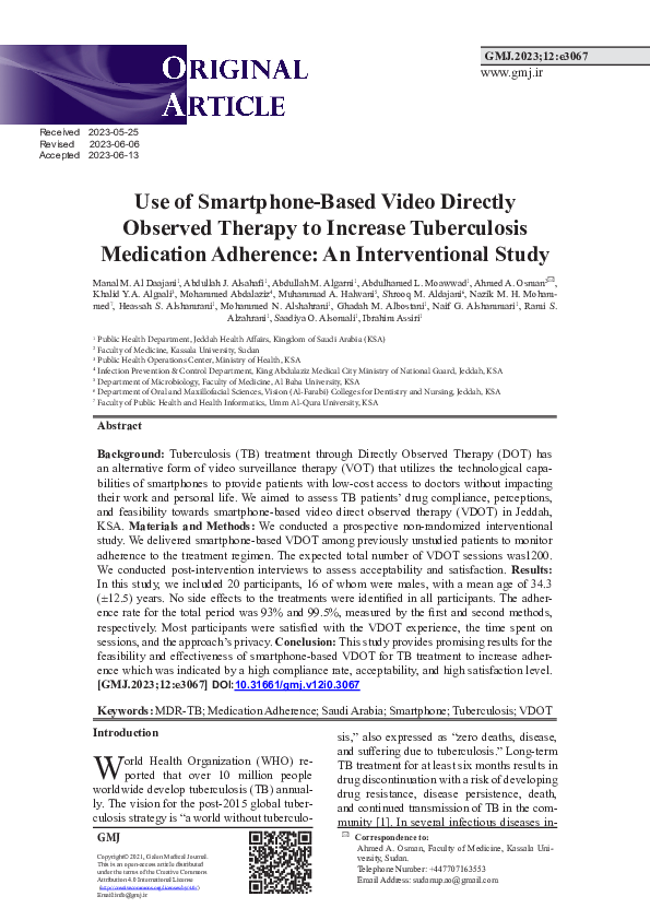 (PDF) Use of Smartphone-Based Video Directly Observed Therapy to ...
