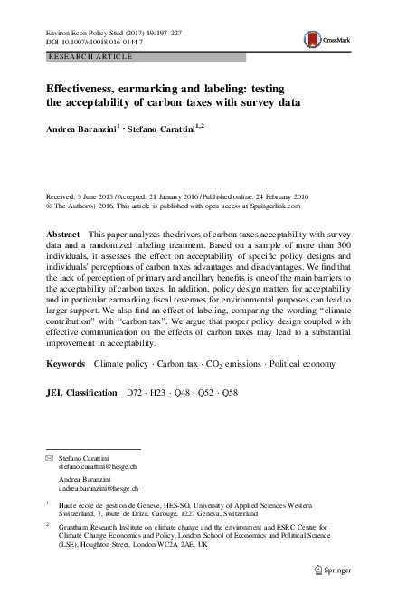 (PDF) Effectiveness, earmarking and labeling: testing the acceptability ...