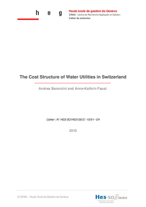 (PDF) The Cost Structure of Water Utilities in Switzerland
