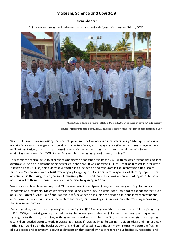 (PDF) Marxism, science and covid-19