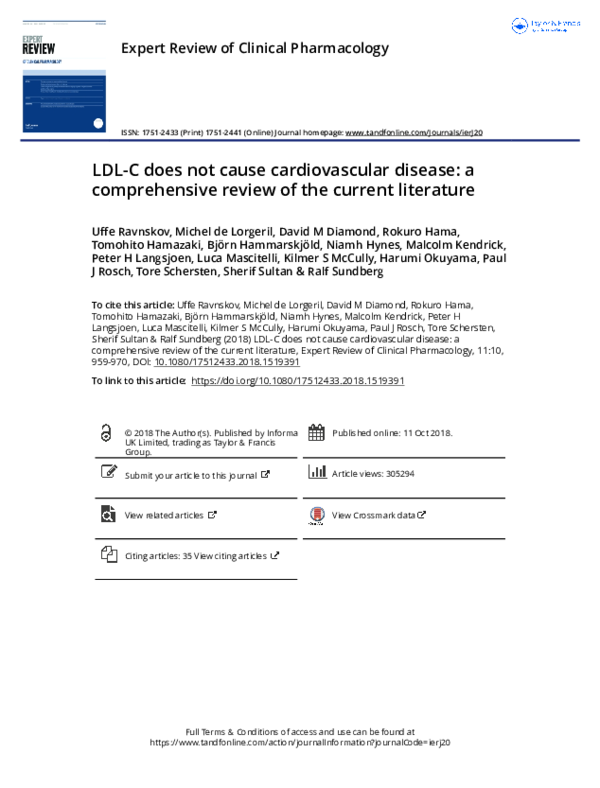 (PDF) LDL-C does not cause cardiovascular disease: a comprehensive ...