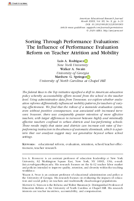 (PDF) Sorting Through Performance Evaluations: The Influence of Performance Evaluation Reform on ...
