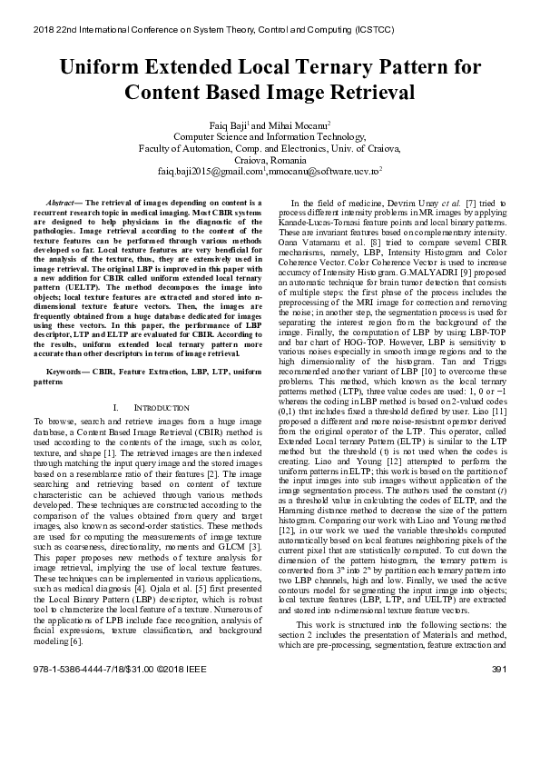 (PDF) Uniform Extended Local Ternary Pattern for Content Based Image Retrieval | Faiq Sabbar ...