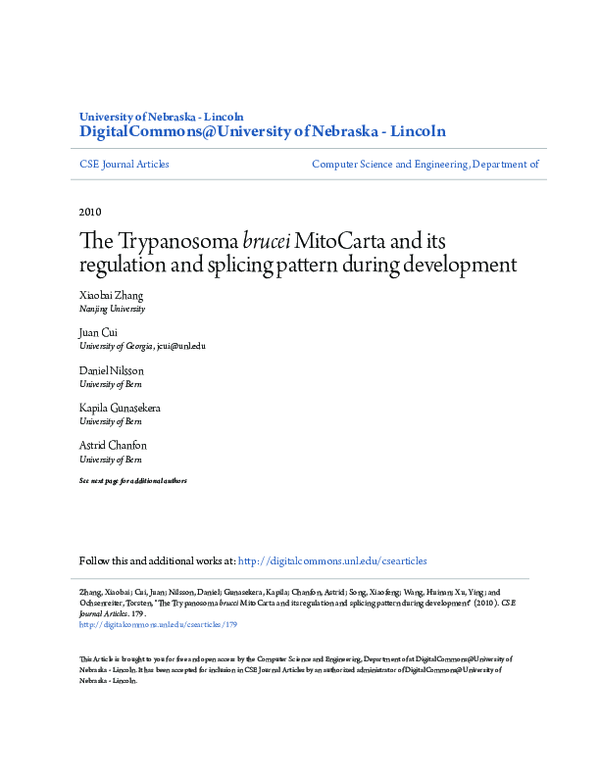 (PDF) The Trypanosoma \u3ci\u3ebrucei\u3c/i\u3e MitoCarta and its ...