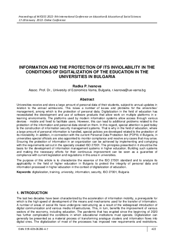 (PDF) Information and the Protection of Its Inviolability in the ...