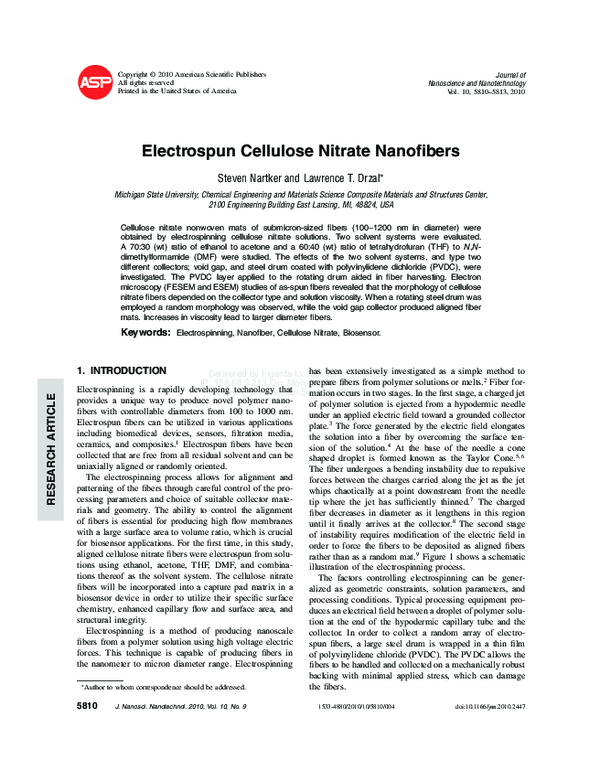 (PDF) Electrospun Cellulose Nitrate Nanofibers