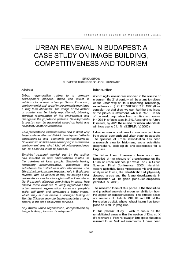 (PDF) Urban Renewal in Budapest: A Case Study on Image Building ...