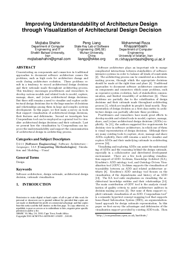 (PDF) Improving understandability of architecture design through visualization of architectural ...