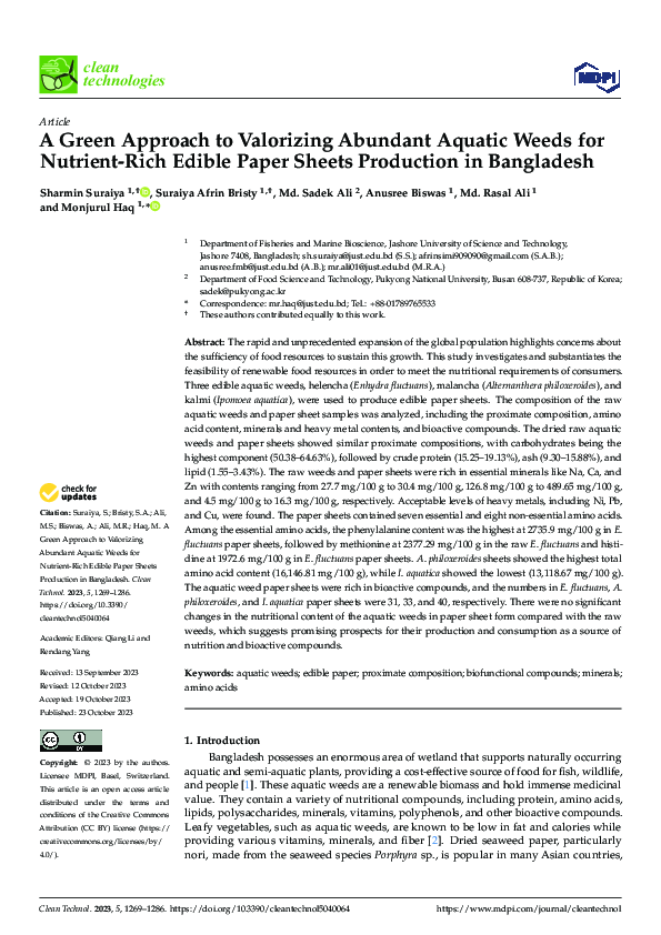 (PDF) A Green Approach to Valorizing Abundant Aquatic Weeds for ...