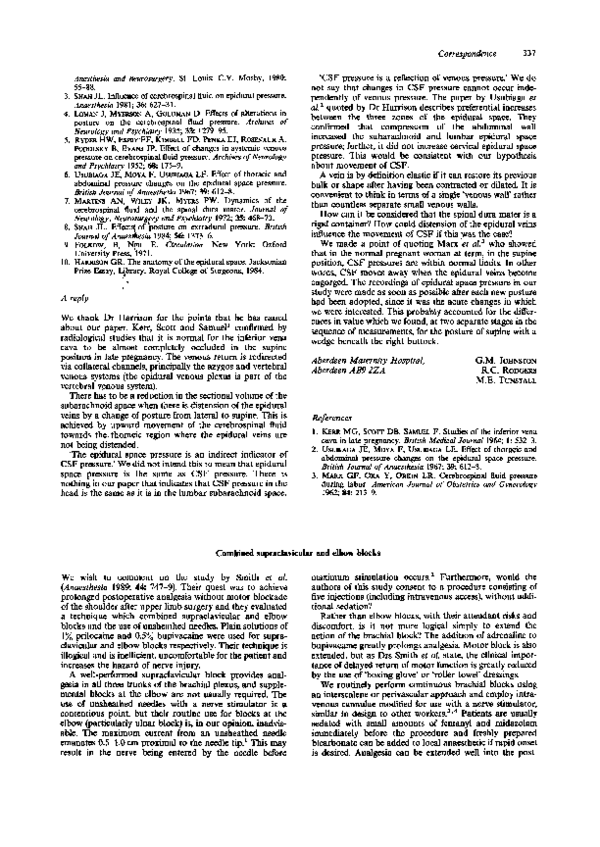 (PDF) Combined supraclavicular and elbow blocks