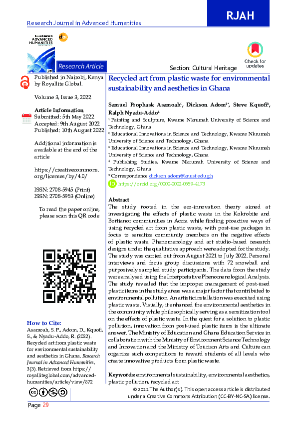 (PDF) Recycled art from plastic waste for environmental sustainability ...