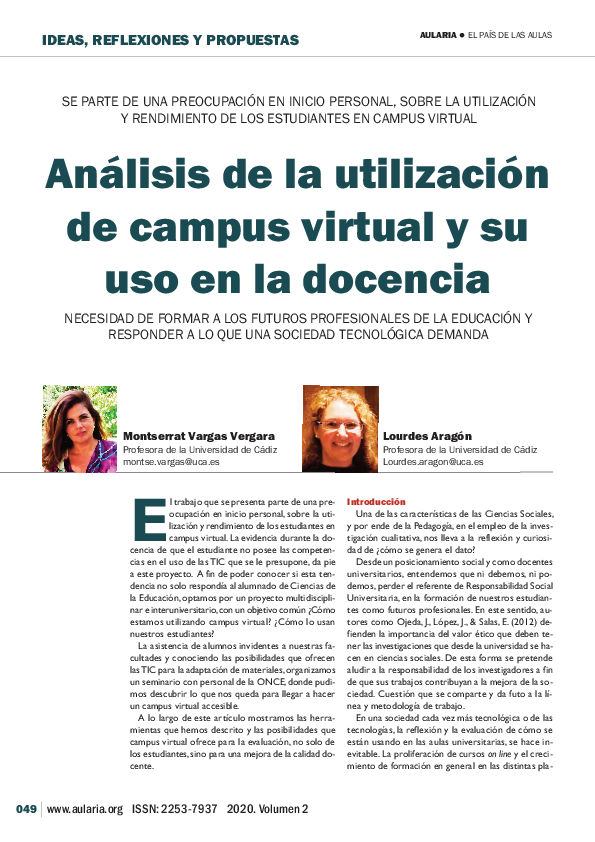 (PDF) Análisis de la utilización de campus virtual y su uso en la docencia
