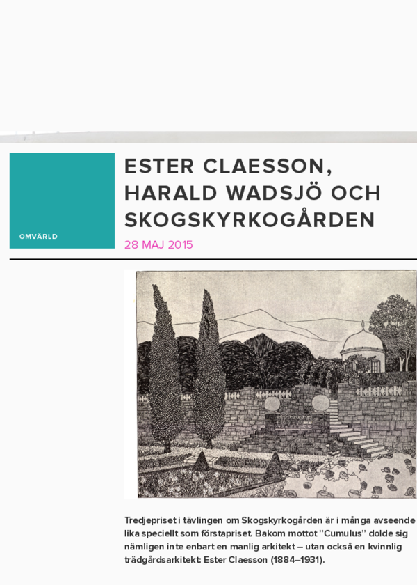 (PDF) Ester Claesson, Harald Wadsjö och Skogskyrkogården