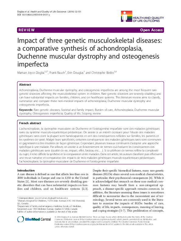(PDF) Impact of three genetic musculoskeletal diseases: a comparative ...