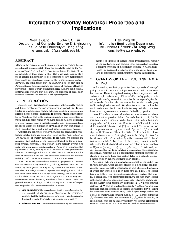 (PDF) Interaction of overlay networks