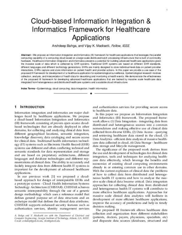 (PDF) Cloud-Based Information Integration & Informatics Framework for ...