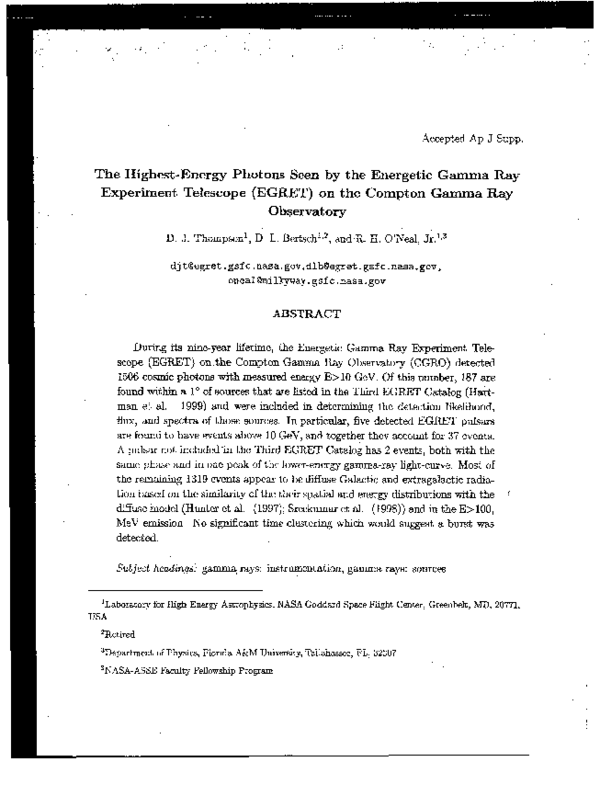 (PDF) The Highest‐Energy Photons Seen by the Energetic Gamma Ray ...