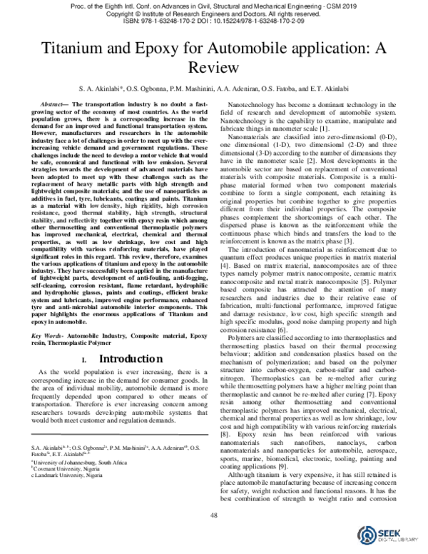 (PDF) Titanium and Epoxy for Automobile application: A Review
