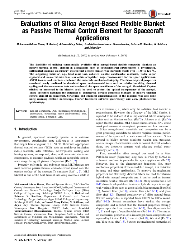 (PDF) Evaluations of Silica Aerogel-Based Flexible Blanket as Passive ...